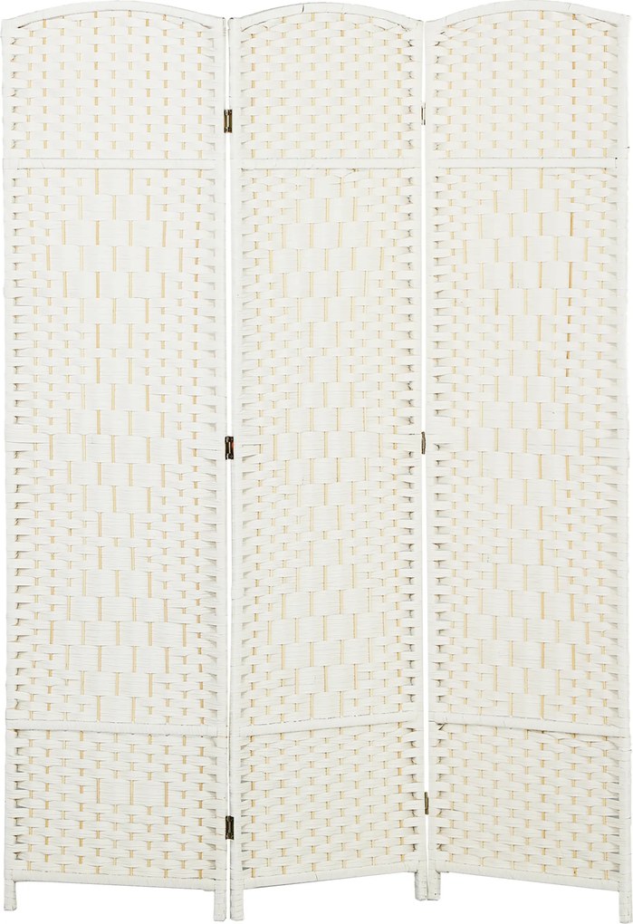 HOMCOM vnitřní paraván ze dřeva 3 panely skládací dělič prostoru pro obývací pokoj, ložnici 135 x 180 cm bílá