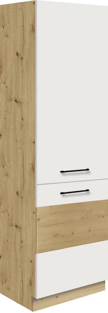 Dolní vysoká kuchyňská skřínka pro vestavnou lednici Infinity 21D-60 Barevné provedení: Infinity - bílá lesk, artisan, Zvolte korpus: Borovice andersen