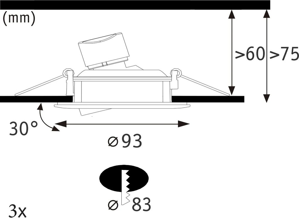 P 92416 LED vestavné svítidlo Nova Plus GU10 Flat IP65 93mm 3x4,9W 230V stmívatelné 2700K bílá mat - PAULMANN