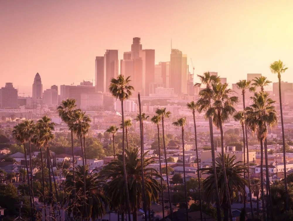 Vícedílný obraz Centrum Los Angeles Při Západu Slunce Nedostatek Nedostatek Přírodní plátno 120x90