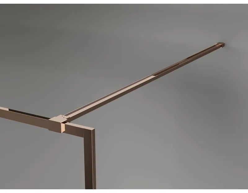 Mexen Kioto-F, sprchová zástěna s rámem 100 x 202 cm, 8 mm čiré sklo, profil růžové zlato, 800-100-104-60-00