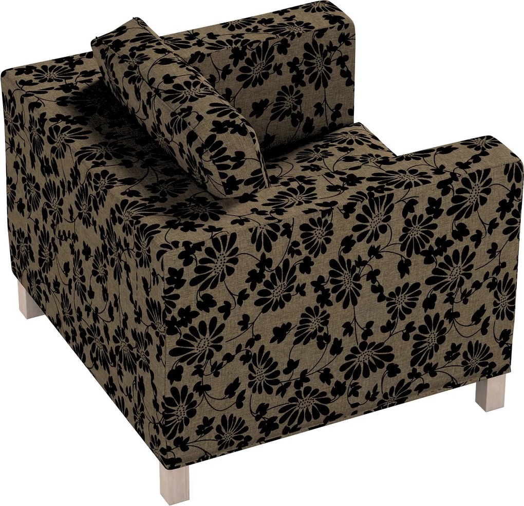 Potah na křesko IKEA Karlanda, krátký barva béžová látka pletený vzor, vzorované