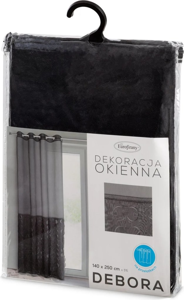 ZÁCLONA NA KROUŽCÍCH DEBORA 140X250 CM ČERNÁ