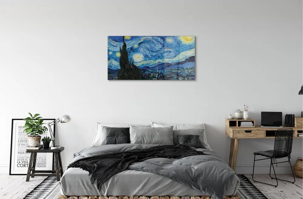 Obraz na skle Art hvězdné noci 125x50 cm