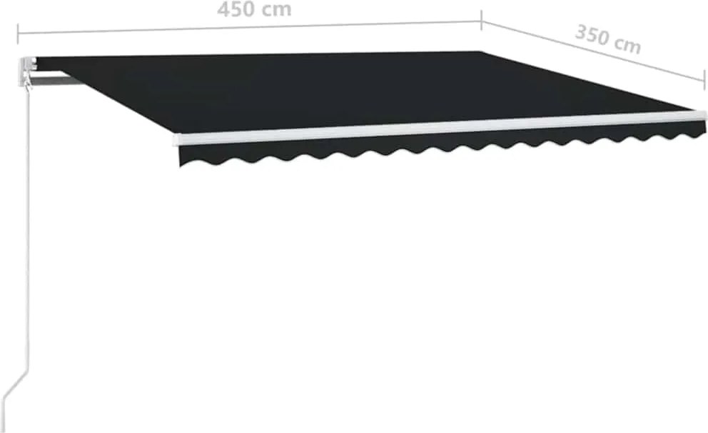 Ručně zatahovací markýza 450 x 350 cm antracitová 3068999