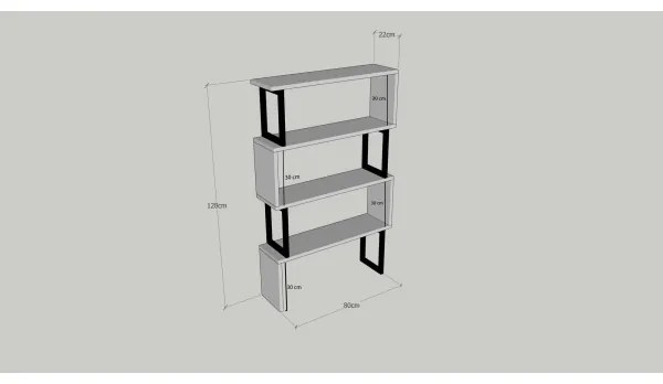 Knihovna CEYLAN 128x80 cm hnědá/černá
