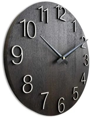 Luxusní dřevěné nástěnné hodiny Wenge s 3D číslicemi | SENTOP MAS016-OSMO-3169-heads-black