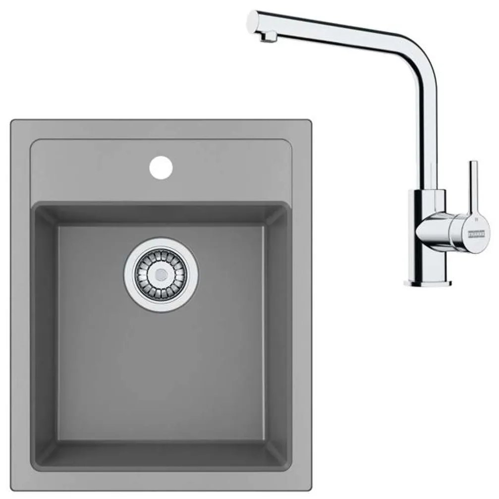 Franke - Kuchyňský set T113Š, tectonitový dřez SID 610-40 a baterie FS 3230.031, šedá/chrom 143.0687.333