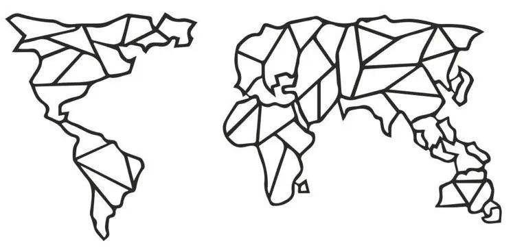 Nástěnná kovová dekorace GEOMETRIC WORLD MAP černá