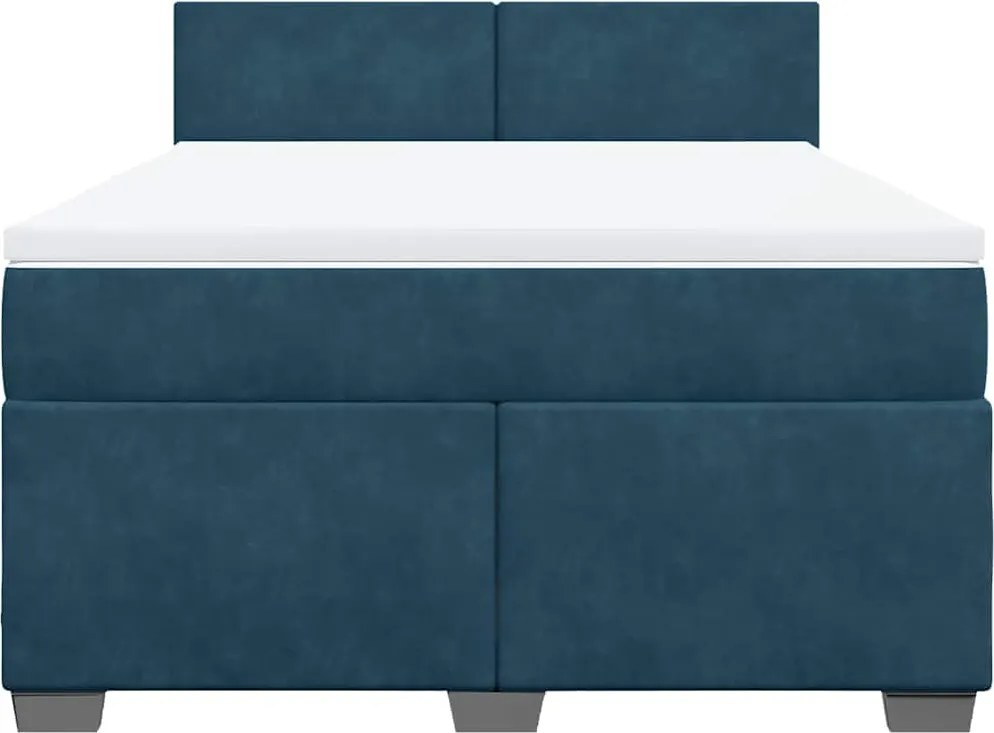 Box spring postel s matrací modrá 160 x 200 cm samet 3286352