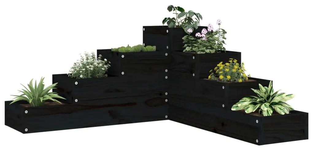 Zahradní truhlík 4patrový 80,5x79x36 cm černý masivní borovice,  825321