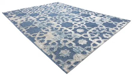 koberec Strukturální SOLE D3881 Ornament ploché tkaní modrý / béžový velikost 160x220 cm | krásné koberce cz