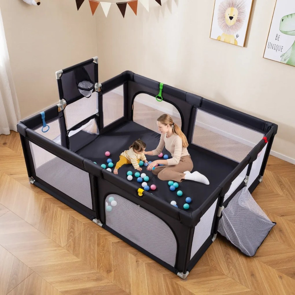 Costway Dětská ohrádka s basketbalovým košem Fotbalová branka – 188 × 157 cm