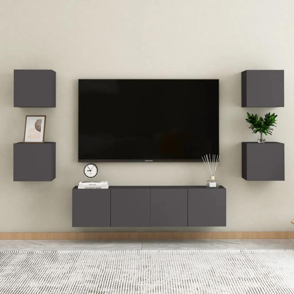 vidaXL Nástěnné TV skříňky 4 ks šedé 30,5x30x30 cm