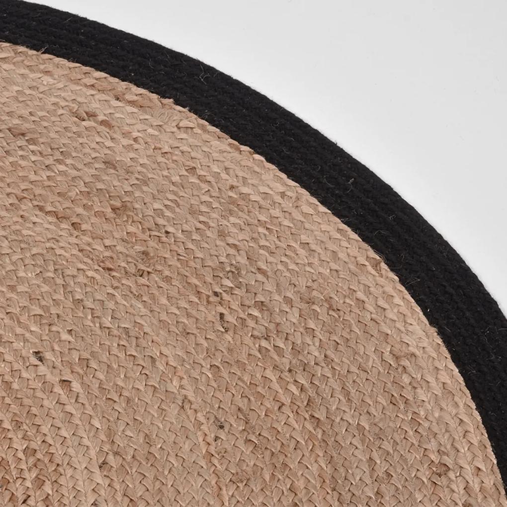 Přírodní/černý kulatý koberec Braos XL z juty, 150x150 cm