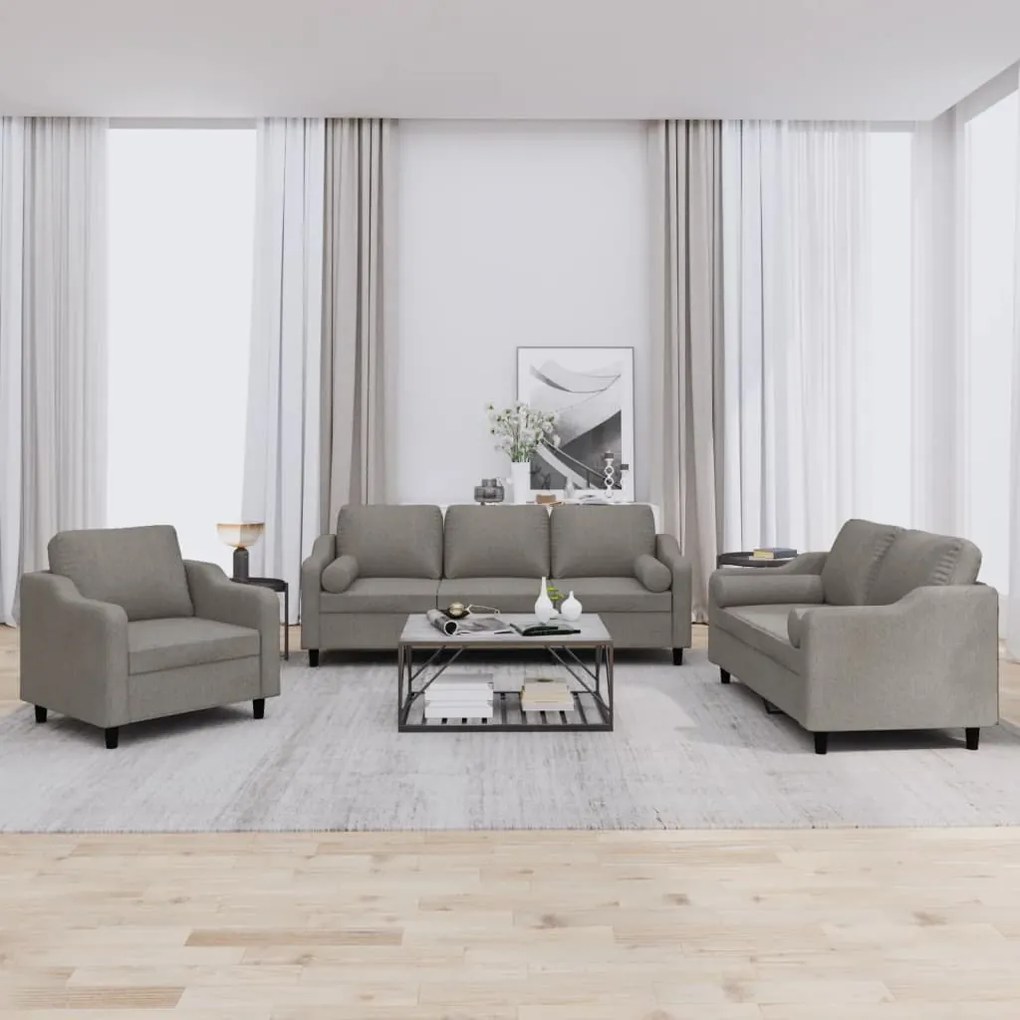 3dílná sedací souprava s polštáři taupe textil 3201793