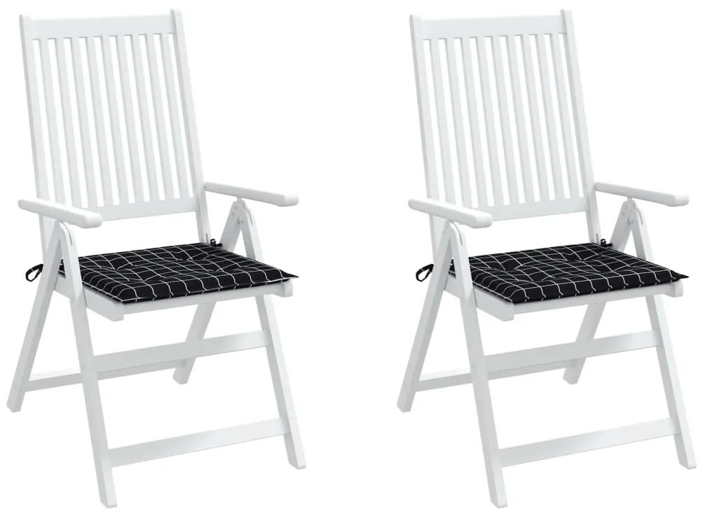 Podušky na zahradní židli 2 ks černé kárované 40x40x3 cm textil - Default Title
