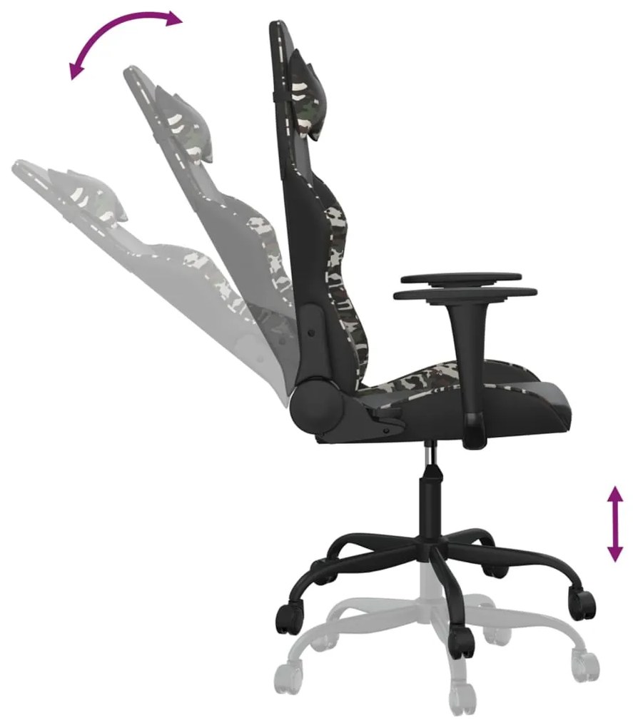 Masážní herní židle černá a maskáčová umělá kůže,  345410