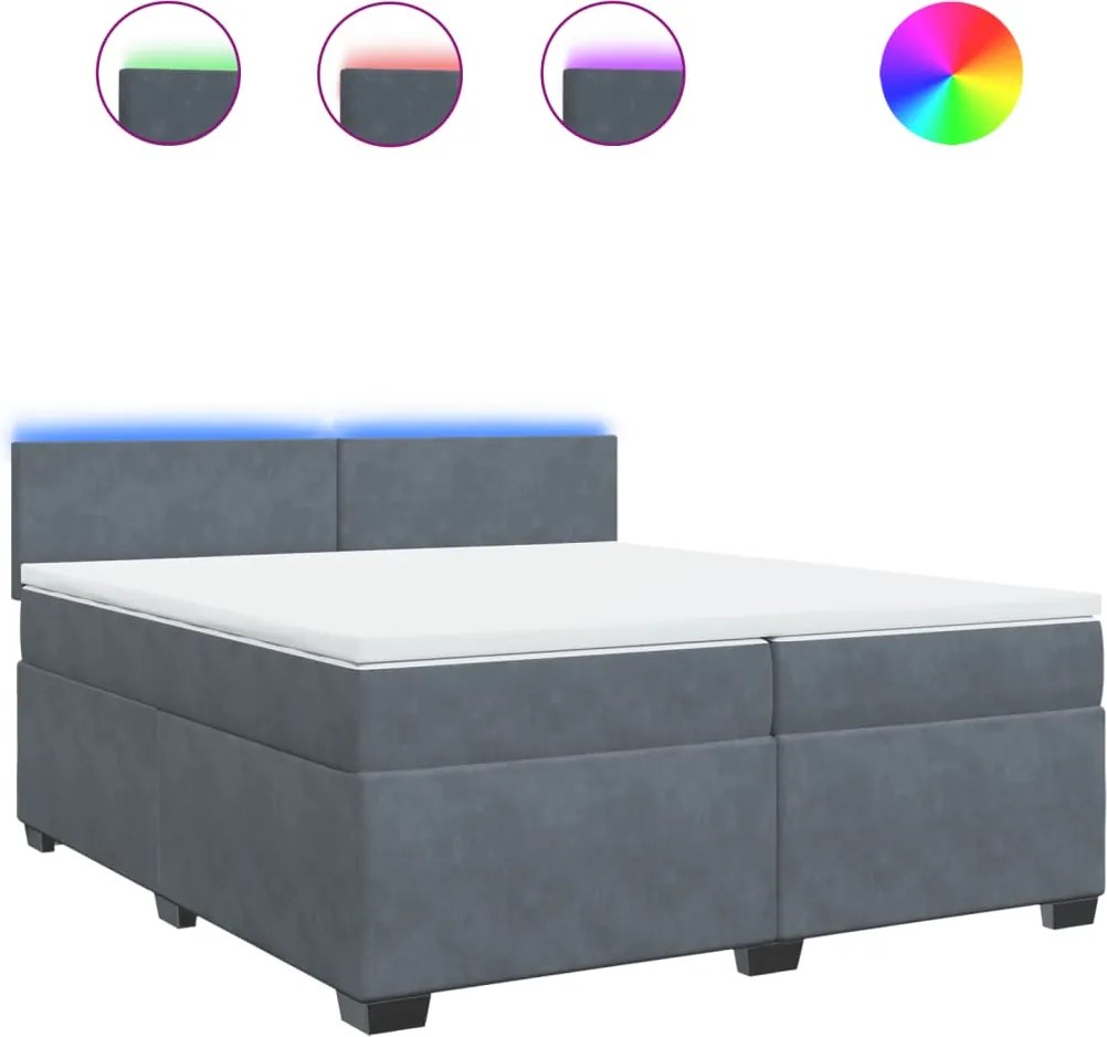 Box spring postel s matrací tmavě šedá 200x200 cm samet 3288697
