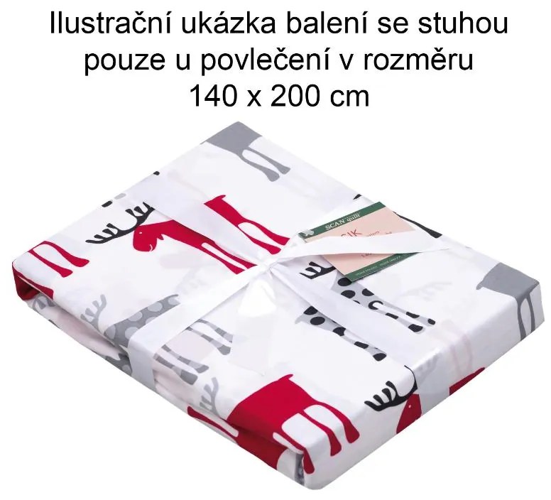 SCANquilt povlečení KLASIK sobi bíločervenošedá 140 x 220/70 x 90 cm