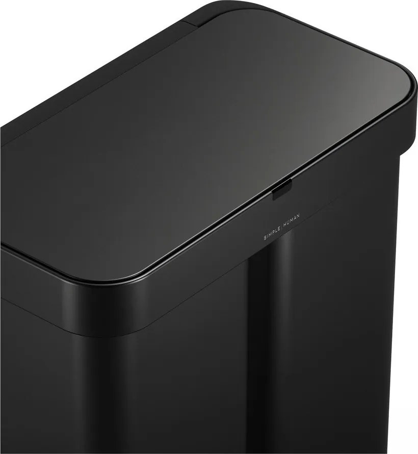 Černý ocelový odpadkový koš 34+24 l na tříděný odpad/bezdotykový Dual Sensor – simplehuman