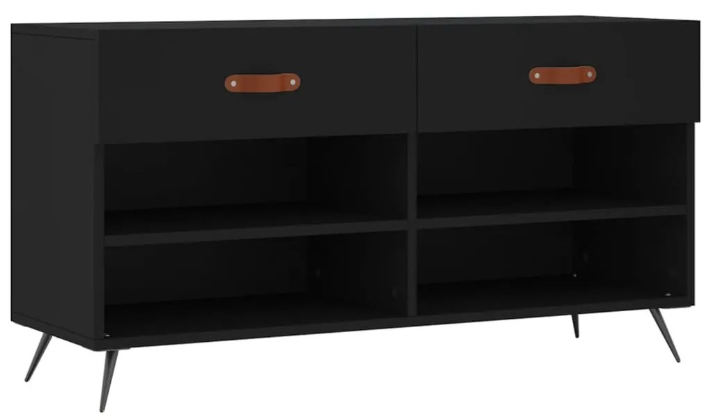 vidaXL Botník černý 102 x 35 x 55 cm kompozitní dřevo