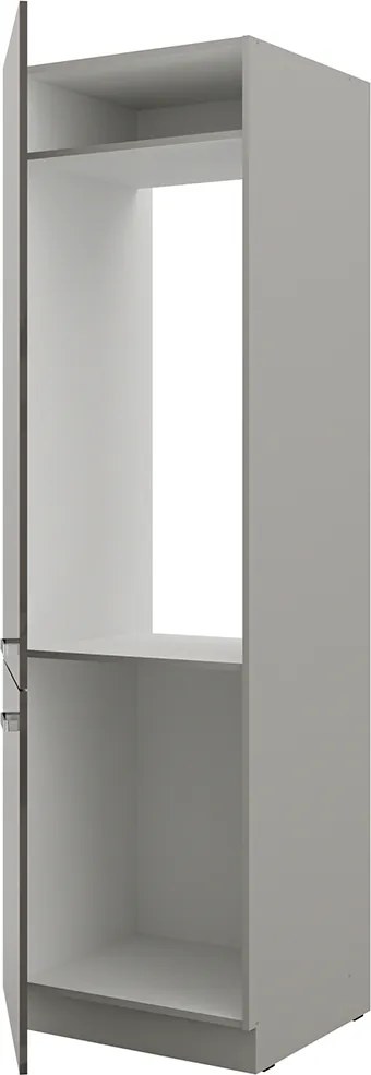 GREY gr | vysoká skříňka 60 LO-210 2F na vestavnou lednici | 60 cm | světle šedá/tmavě šedá lesk