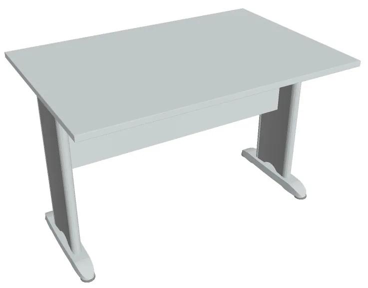 Stůl jednací rovný 120 cm - Hobis Cross CJ 1200 Dekor stolové desky: šedá, Dekor lamino podnože: šedá, Barva nohou: Stříbrná