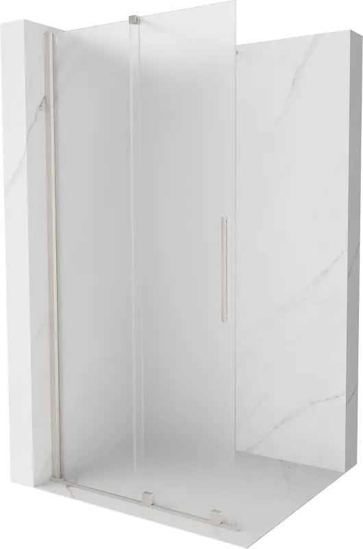 Mexen Velar, sprchová zástěna s posuvnými dveřmi Walk-in 85 x 200 cm, 8mm sklo námraza, broušená ocel, 871-085-000-33-97