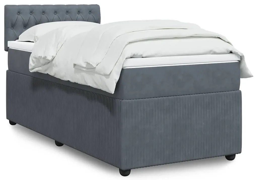 Box spring postel s matrací tmavě šedá 100x200 cm samet 3289969