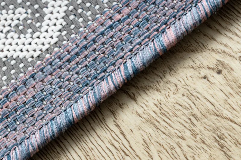 Dywany Łuszczów, Kusový koberec Sion Sisal Aztec 3007 blue/pink/ecru – na ven i na doma, 120x170, modrá, chodba / předsíň