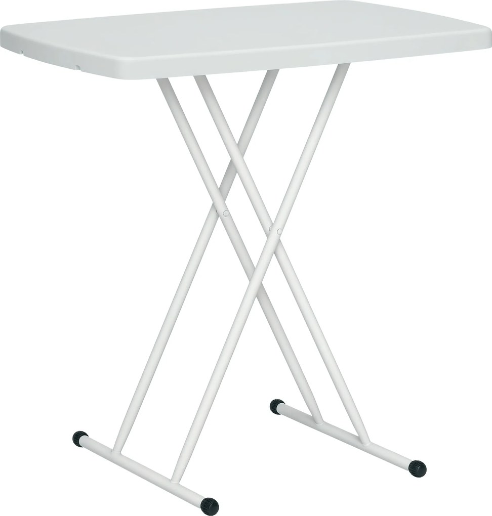 Skládací zahradní stolek Outsunny, nastavitelná výška, plastový balkónový stůl, obdélníkový kávový stolek s nosností 50 kg, 76x50x74H cm pro venkovní