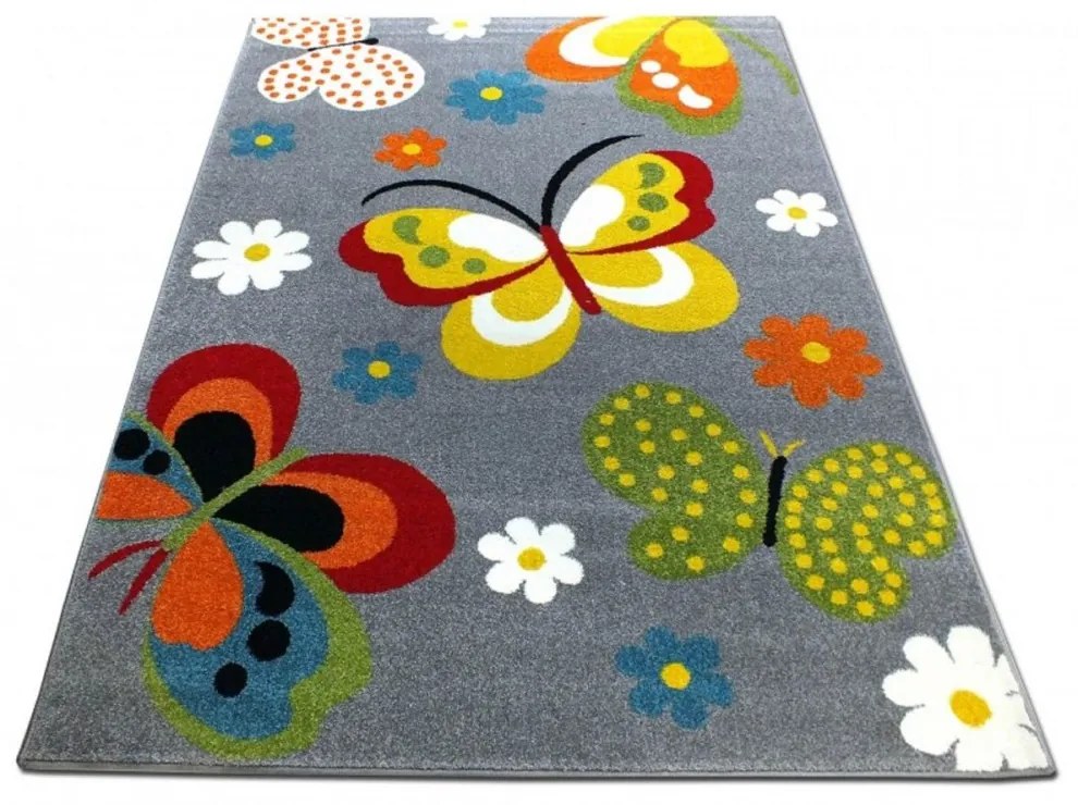 Dětský koberec Motýli šedý, Velikosti 240x330cm