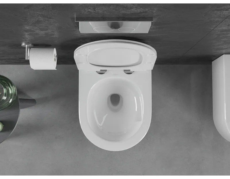 Mexen Sofia, závěsná WC mísa 490x360x355 mm, Rimless Tornádo + WC sedátko z duroplastu, bílá lesklá, 30540100T