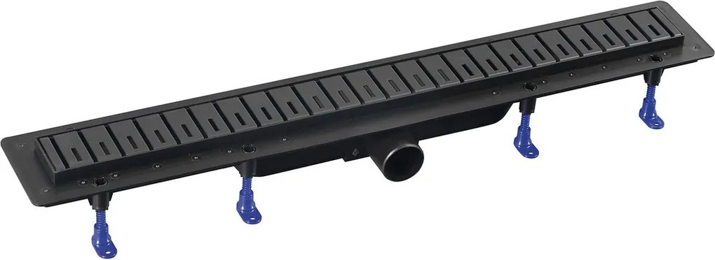 Polysan Sapho, KLAVER BLACK sprchový kanálek s nerezovým roštem, superflow, DN50, 710x122x65 mm