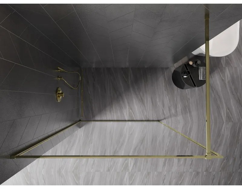 Mexen, Mexen Kioto-XF sprchová stěna s rámem 60 x 202 cm, transparentní 10 mm, zlatá - 800-060-104-50-00-X