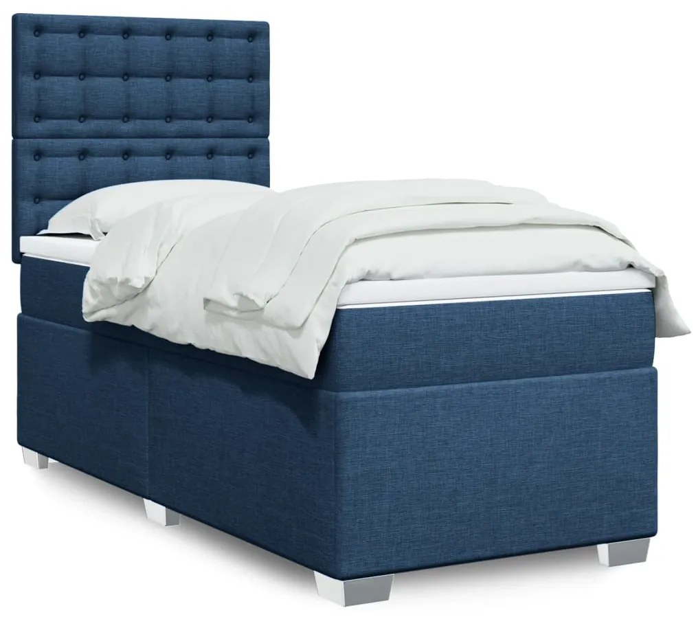 Box spring postel s matrací modrá 90x200 cm textil 3290391
