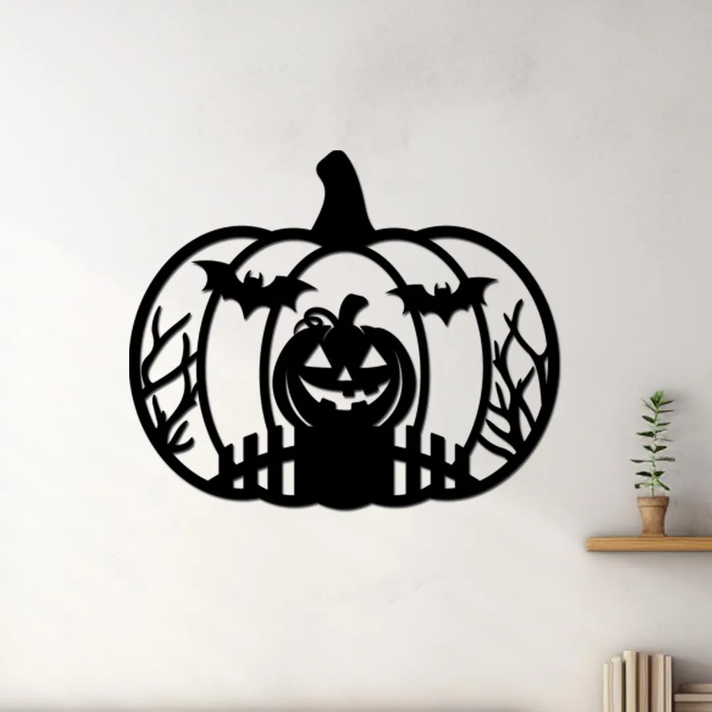 dřevo života Halloween dekorace na zeď - dýně Zvolte rozměr (cm): 16x20, Zvolte barvu dekoru: Třešeň