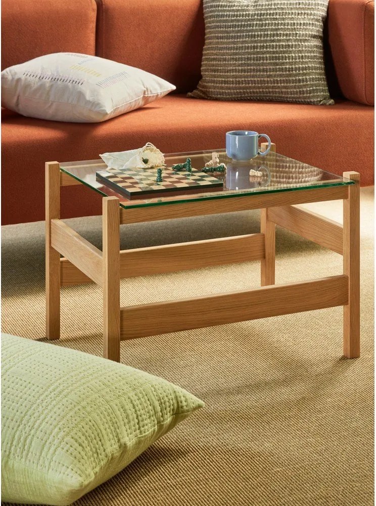 Konferenční stolek se skleněnou deskou v přírodní barvě 52x66 cm Ledge – Hübsch