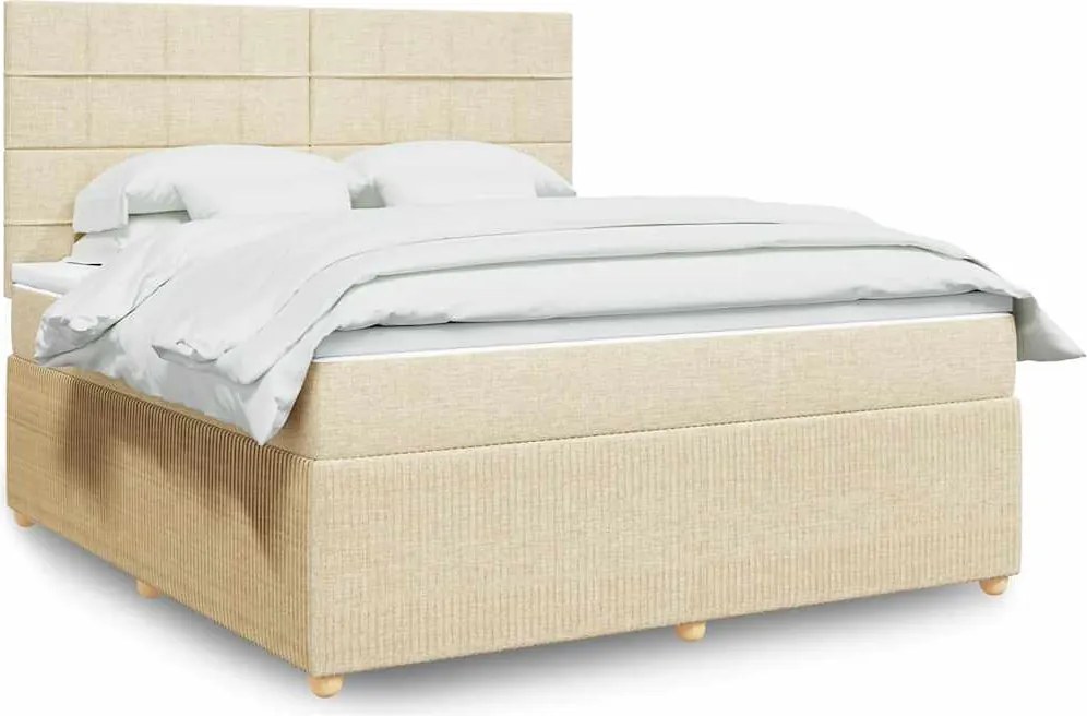 Box spring postel s matrací krémová 180x200 cm textil 3292140