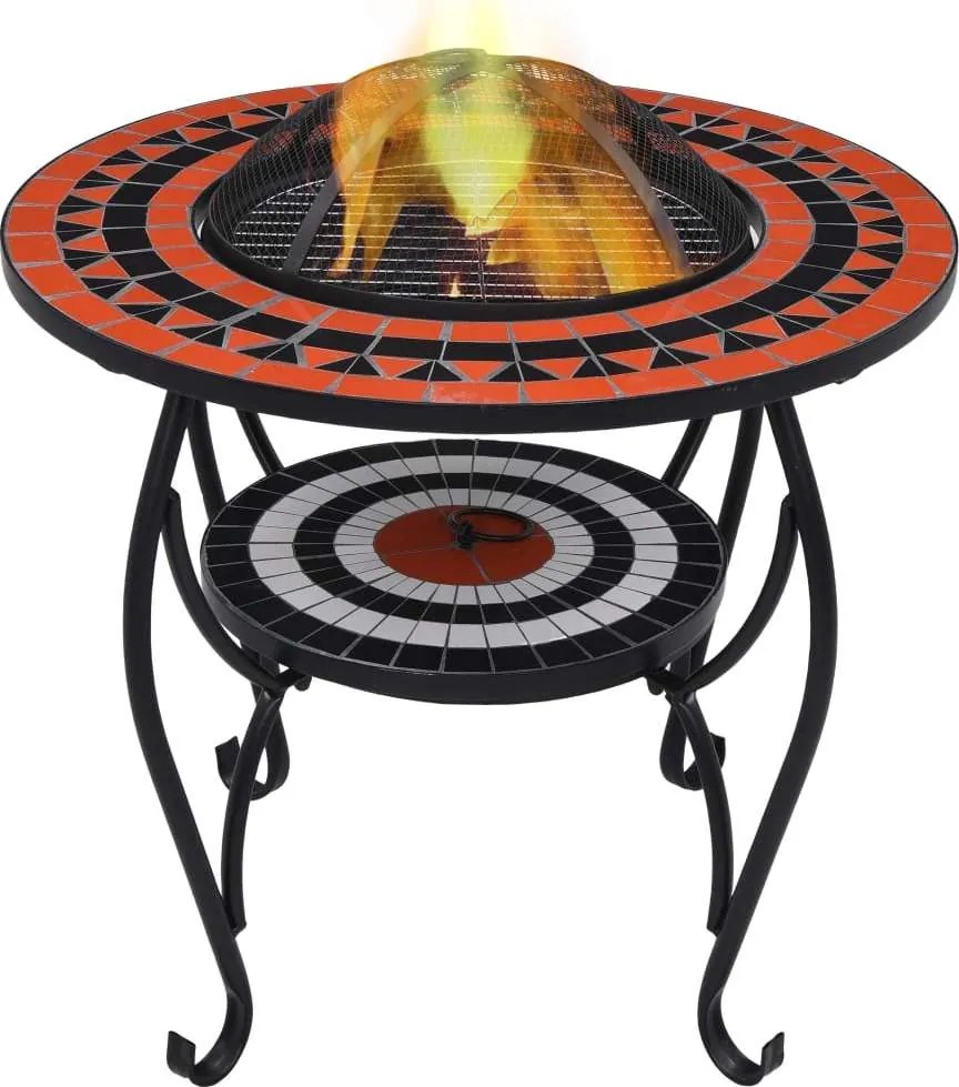 vidaXL Mozaikový stolek s ohništěm a bílý 68 cm keramika [46724] Barva: Modrá