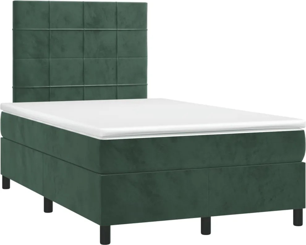 Box spring postel s matrací tmavě zelená 120x190 cm samet 3269998