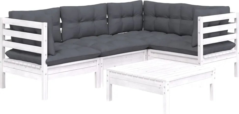 5dílná zahradní sedací souprava s poduškami bílá borovice 3096377