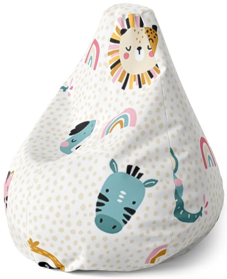Sedací vak Pear hroch, zebra a slunce, barevná