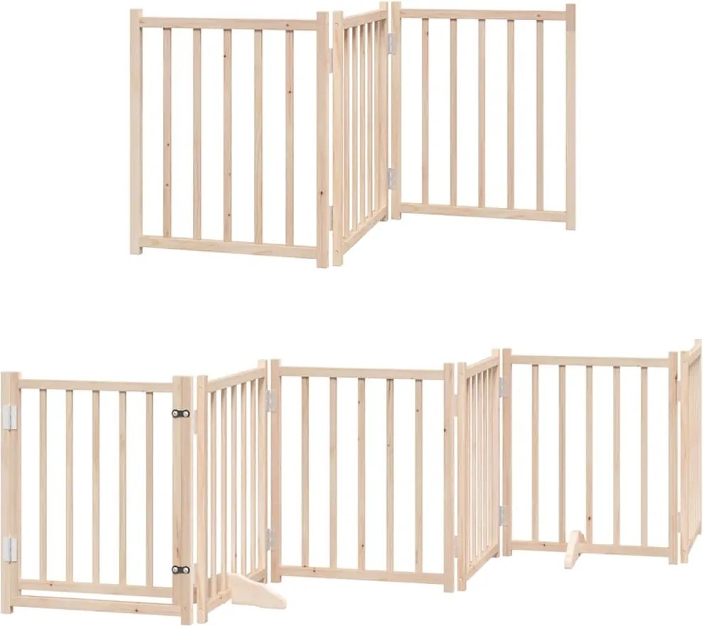 Zábrana pro psy s dvířky skládací 15 panelů 750 cm topol 3155699