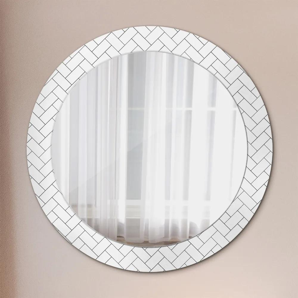 Kulaté dekorativní zrcadlo Rybí kost fi 70 cm