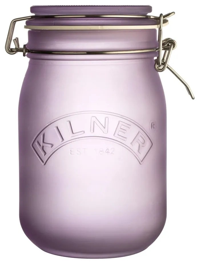 BonamiMléčně fialová sklenice s klipem Kilner, 1 l