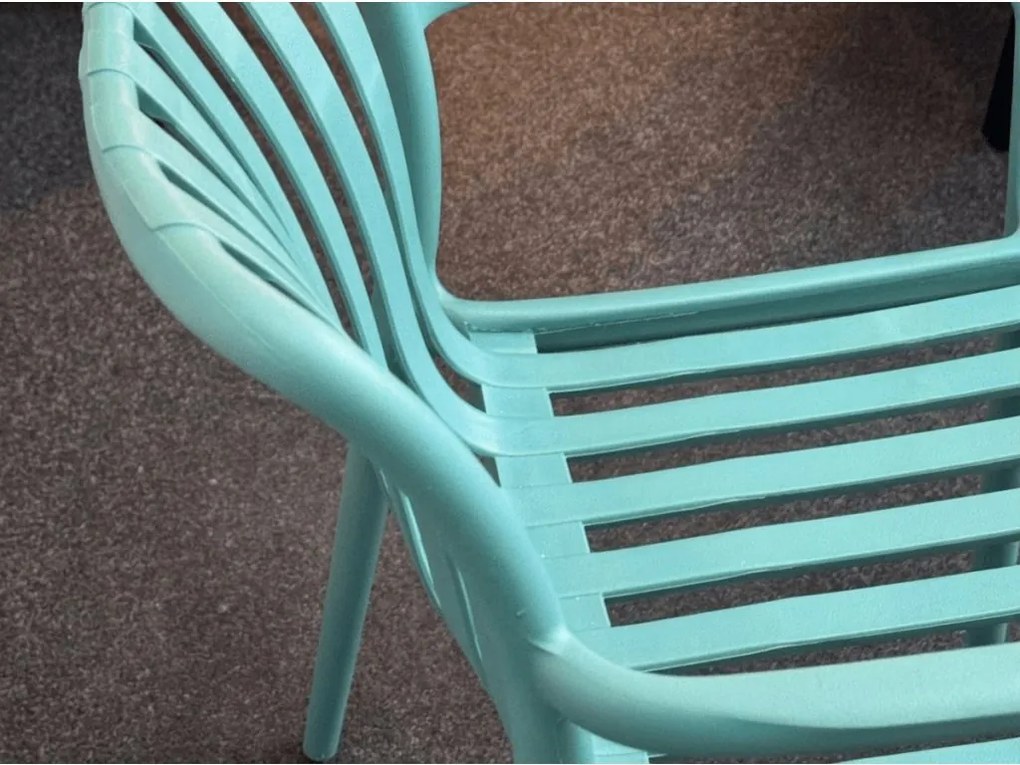 Zahradní set TREGO ISLAND - 4 židle s područkami a kulatý stůl ø 90 cm, modrá
