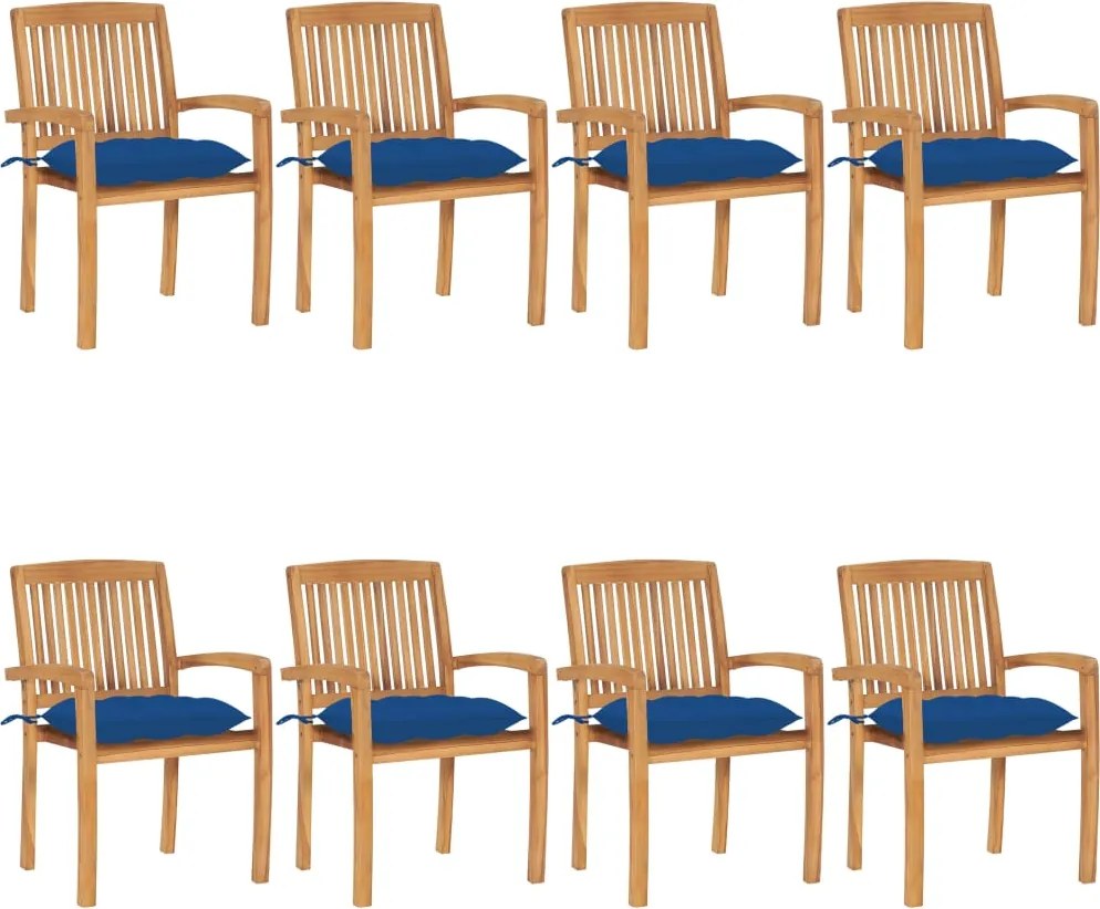 Stohovatelné zahradní židle s poduškami 8 ks masivní teak 3073289