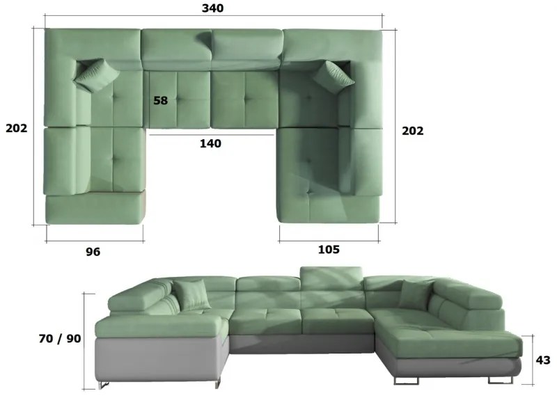 Eltap sedací souprava LETTO potahový materiál: standard, roh: pravý